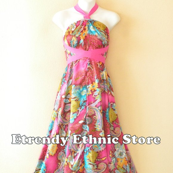 Dresses | 1sd119 Pink Versatile Women Maxi Silk Scarf Dress | Poshmark